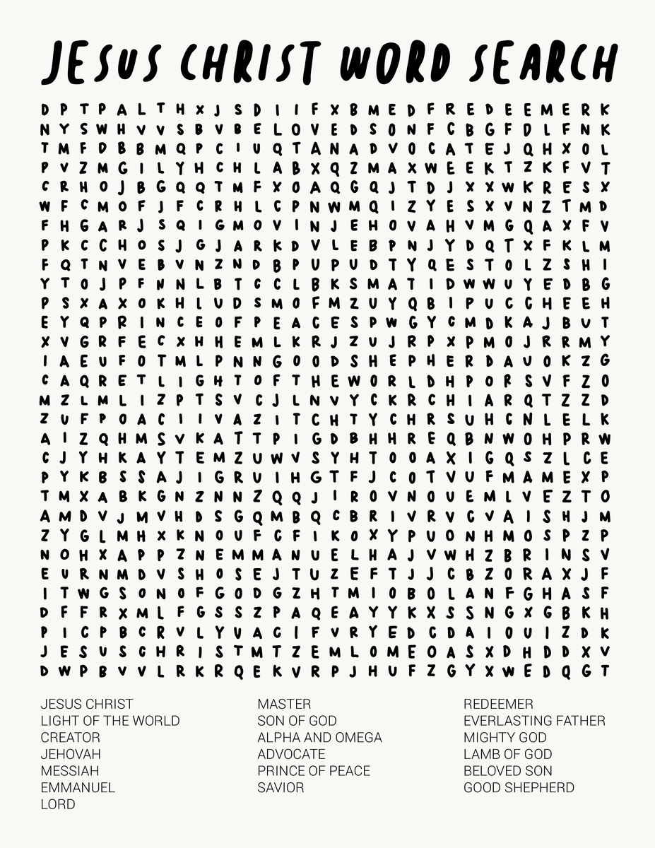Jesus Christ Word Search Latter Day Baby Jesus Christ Word Search Latter Day Baby