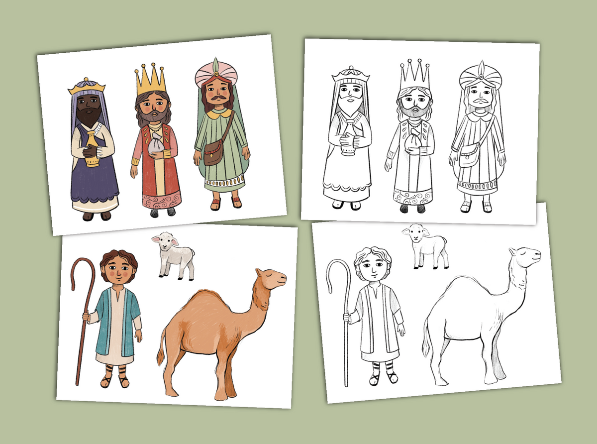 Christmas Paper Nativity - Wise Men and Shepherd – Latter Day Baby